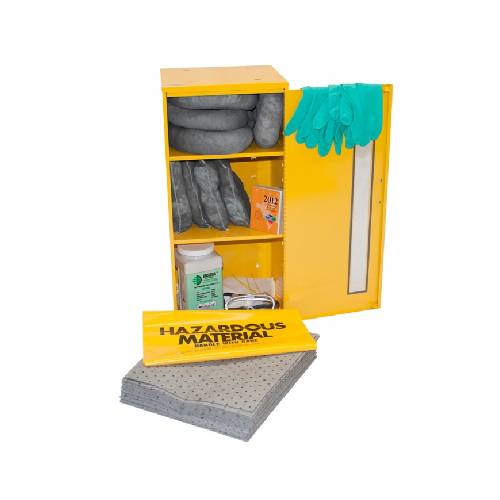 Universal Spill Kit in Wall Mountable Cabinet Absorbs up to 80 Liters ...